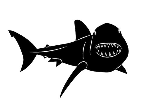 Premium Vector Shark With Teeth Silhouette On A White Background Vector