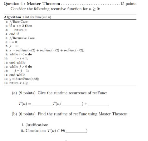 Solved 15 Points 3 Question 4 Master Theorem Consider