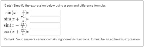 Solved 6 Pts Simplify The Expression Below Using A Sum And Chegg Com