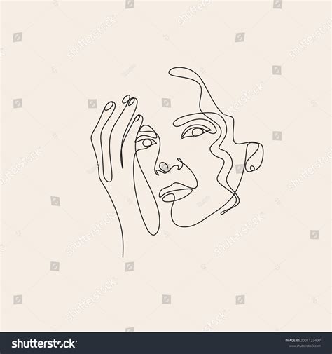 Woman Face Portrait Line Art Vector Stock Vector Royalty Free