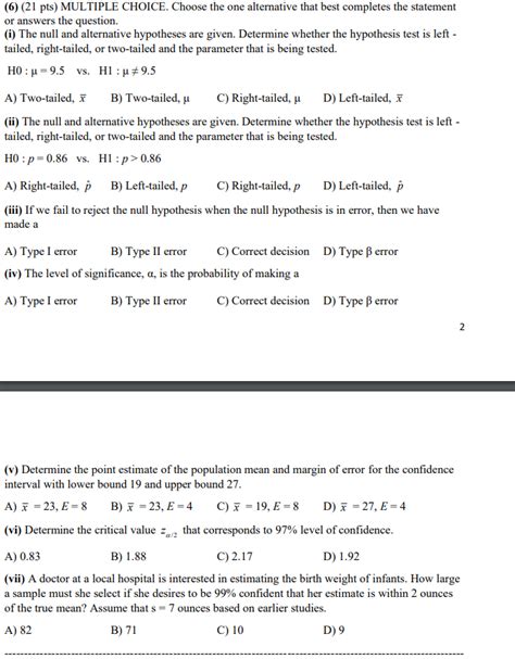Solved 6 21 Pts MULTIPLE CHOICE Choose The One Chegg Com