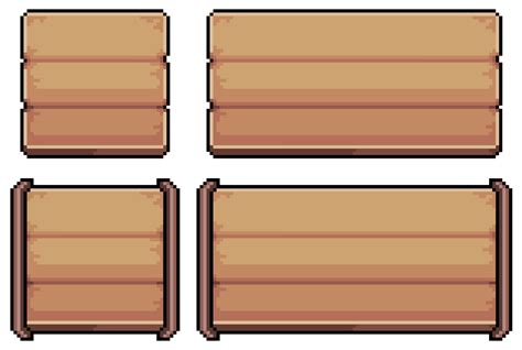 Pixel Art Wood Style Button For Game And App Interface Vector Icon For