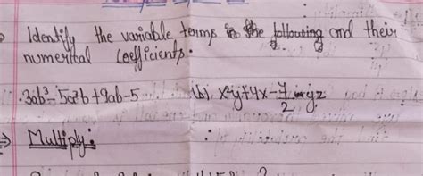 Identify The Variable Terms Bo The Flowing And Their Numerical Coefficien