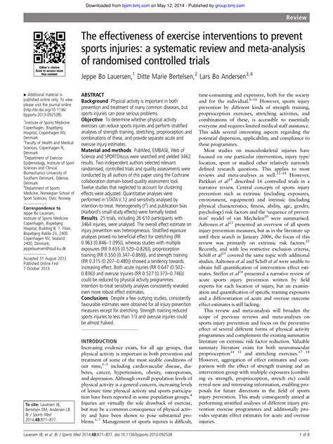 Pdf The Effectiveness Of Exercise Interventions To Prevent Sports Injuries A Systematic