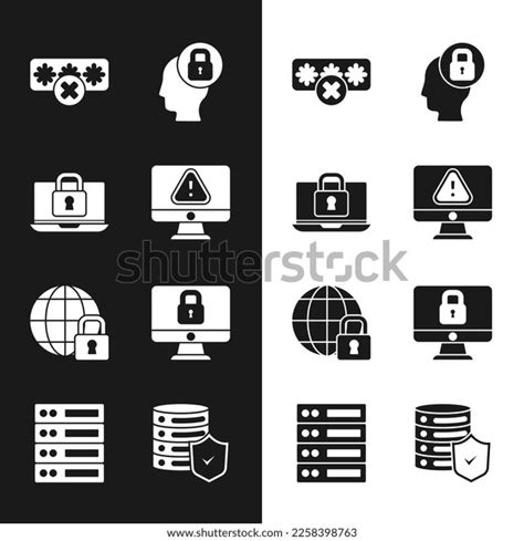 Set Monitor Exclamation Mark Laptop Lock Stock Vector Royalty Free 2258398763 Shutterstock