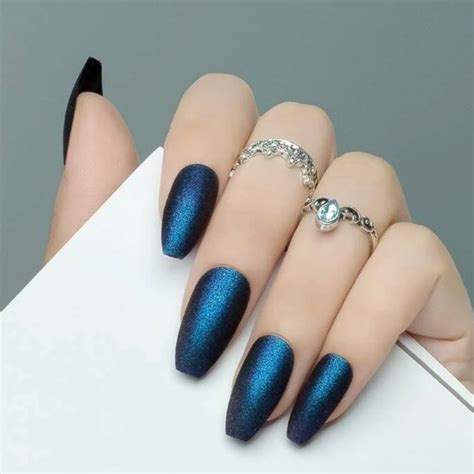 Makeup Fake 24 Pecs Fake Nails Blue Dazzle Poshmark