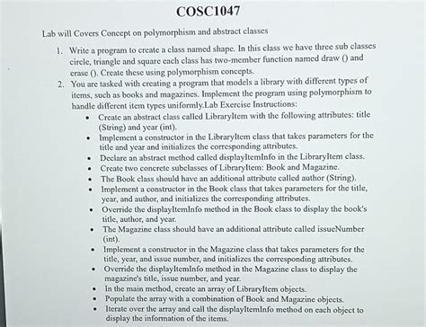 Solved Ab Will Covers Concept On Polymorphism And Abstract