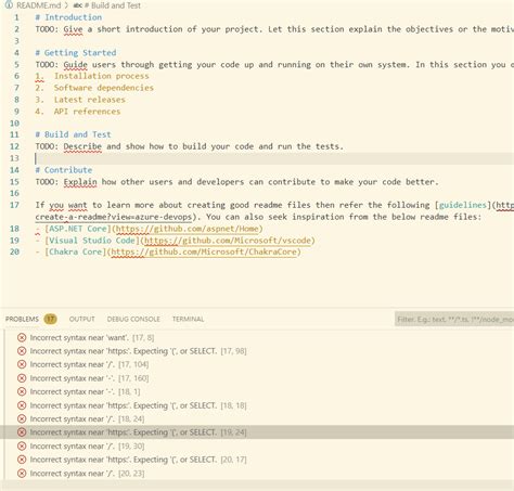 what did i break vs code now complains about readme markdown generated