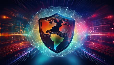 Cybersecurity Shield Surrounding A Globe With Digital Connections Symbolizing Global Business
