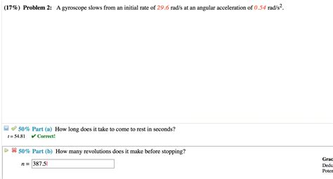 Solved Problem A Gyroscope Slows From An Initial Chegg
