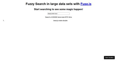 Fusejs Large Data Sets 1 Codesandbox