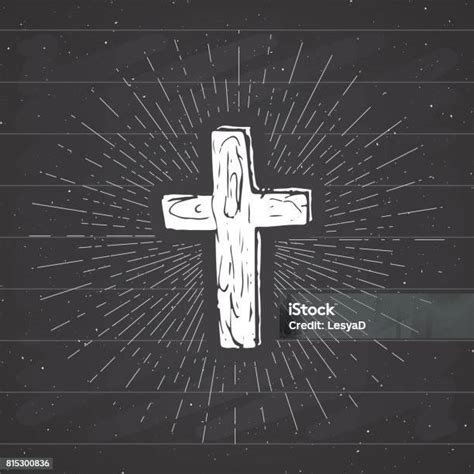 빈티지 라벨 손으로 그려진된 십자가 기독교 종교 가입 십자가 기호 그런 지 질감된 복고풍 배지 인쇄 술 디자인 T셔츠 인쇄 칠판