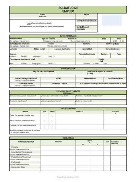 Solicitud De Empleo Editable En Pdf Pdf