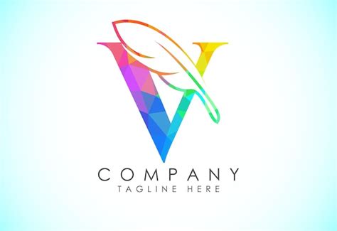 Premium Vector Polygonal Initial V Alphabet With A Feather Law Firm Icon Sign Symbol Logo For