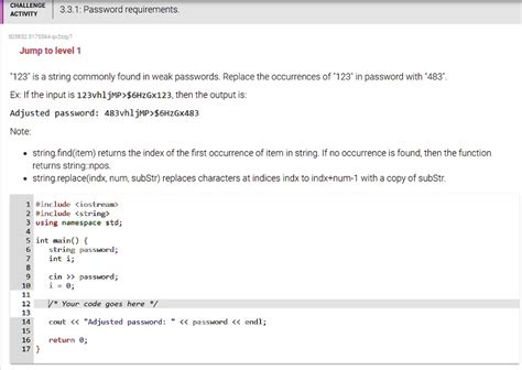 solved in c challenge activity 3 3 1 password requirements 503832 3175564 qx3zqy7 jump to