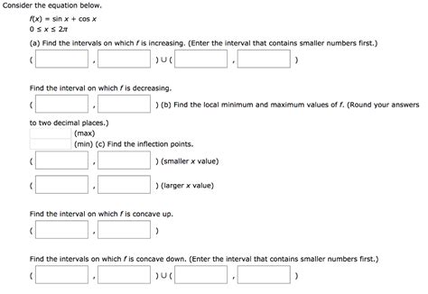 Solved Consider The Equation Below Fxsin X Cos X A