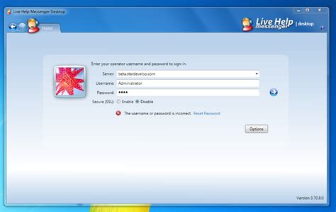 Live Help Invalid Password Click The Reset Password Option Chatstack Live Chat Software