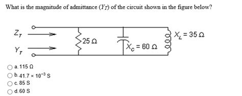 Solved What Is The Magnitude Of Admittance Yt Of The