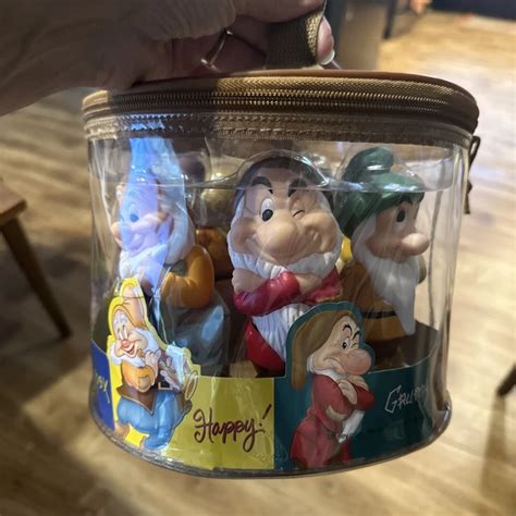Nip Disney Theme Park Snow Whites Seven Dwarfs Squeeze Toy Set W Bag