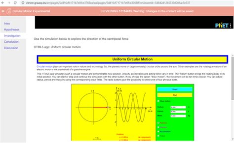 display for the uniform circular motion simulation download