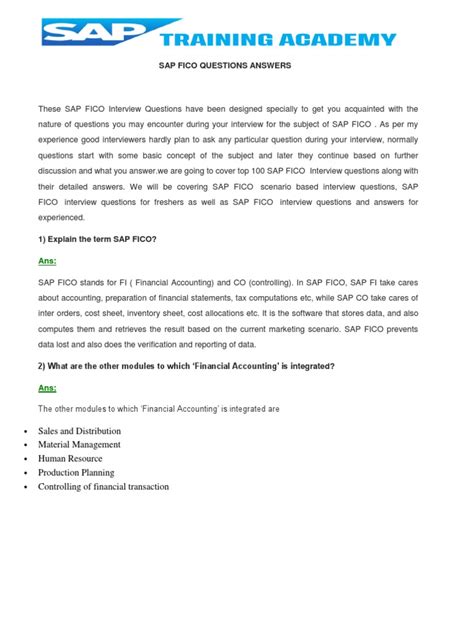 Sap Fico Interview Questions Pdf Fiscal Year Debits And Credits