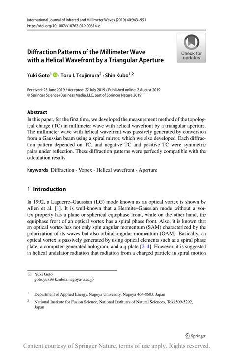 Diffraction Patterns Of The Millimeter Wave With A Helical Wavefront By A Triangular Aperture