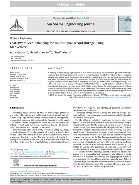 Pdf Cost Aware Load Balancing For Multilingual Record Linkage Using Mapreduce