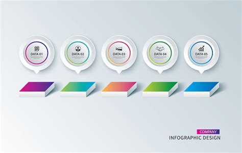 인포 그래픽 5 데이터 템플릿 사용 하 여 사각형 종이 상자 벡터 일러스트 레이 션 추상적인 배경입니다 워크플로 레이아웃 사업 단계 태그 배너 웹 디자인에 사용할 수