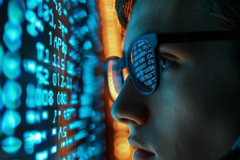 Young Programmer Coding On A Computer Surrounded By Glowing Code And