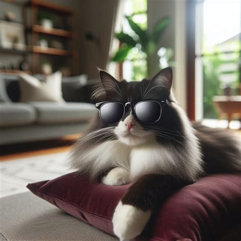 Cool Cat Captivating Black And White Feline With Sunglasses Ai Art