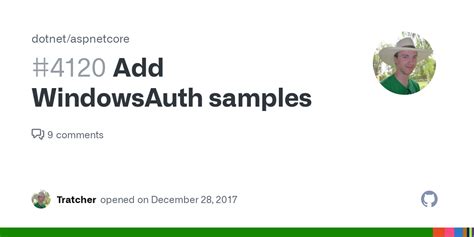 Add Windowsauth Samples · Issue 4120 · Dotnetaspnetcore · Github