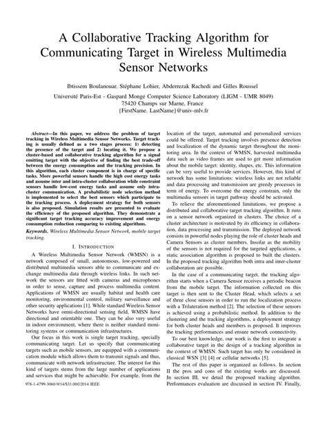 Pdf A Collaborative Tracking Algorithm For Communicating Target In