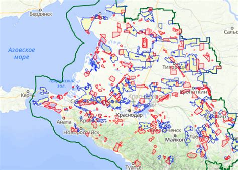 Карта краснодарского края пляжи
