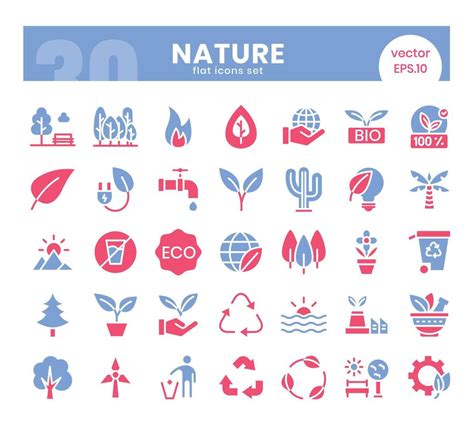 Nature Icons Bundle Flat Two Color Icons Style Illustration 43505619