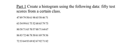 Solved Part Create A Histogram Using The Following Data Chegg
