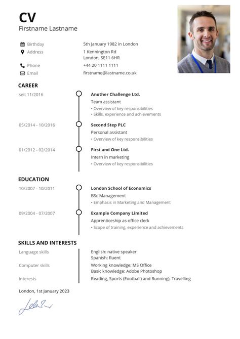 CV Template With Timeline CVhero