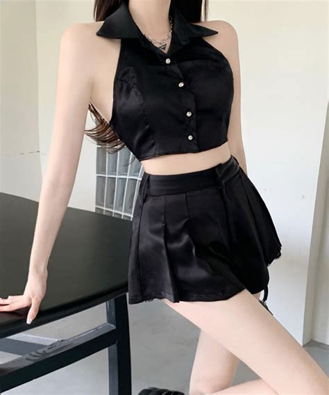 무료배송 코디세트 탑팬츠 블랙마키 새틴투피스룩