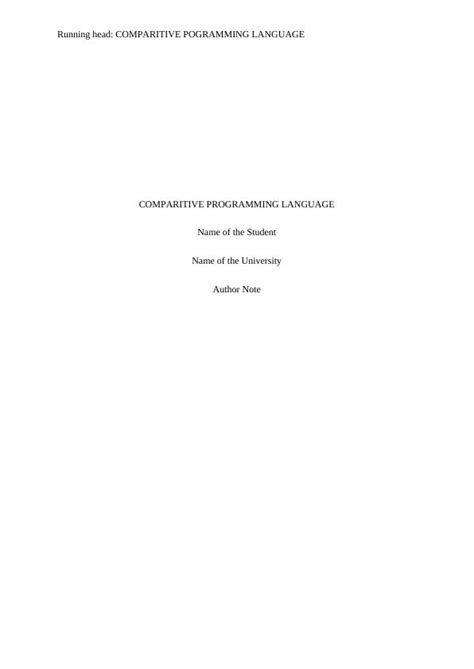 Comparative Programming Language Report 2022