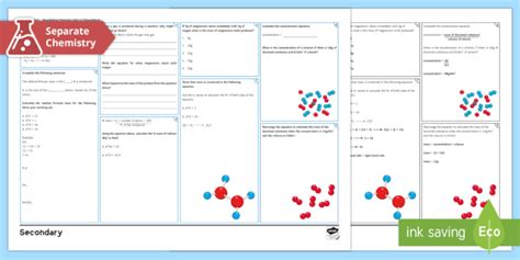 Aqa Gcse Chemistry Separate Science Unit 3 Quantitative Chemistry