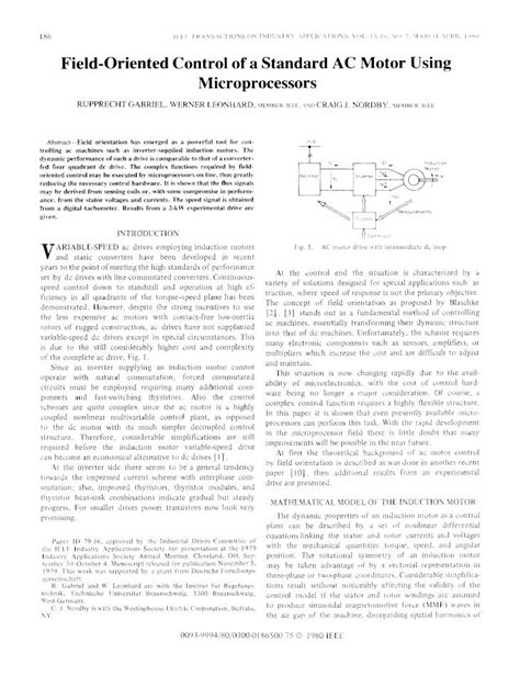 Pdf Field Oriented Control Of A Standard Ac Motor Using Microprocessors Dokumentips