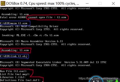 汇编实验三 汇编语言程序的调试与运行masm运行为什么运行不出结果 Csdn博客