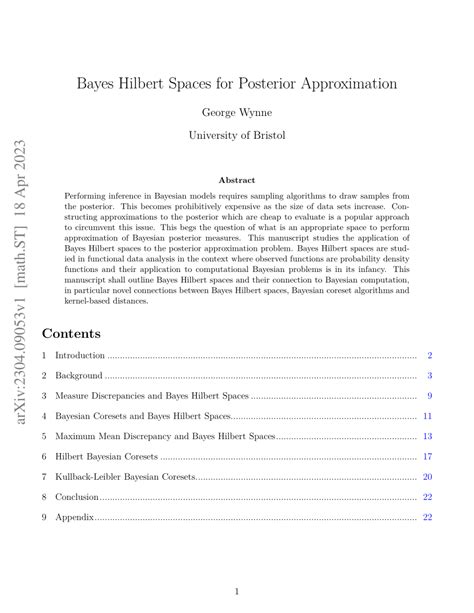 Pdf Bayes Hilbert Spaces For Posterior Approximation