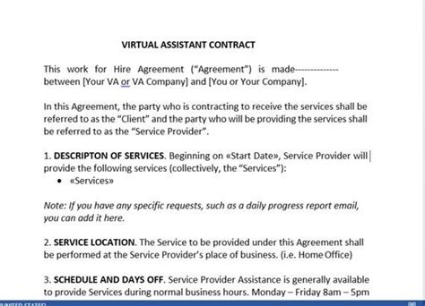 Virtual Assistant Client Contract Template Visionpolre