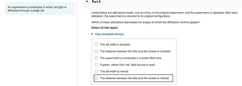 Solved An Experiment Is Conducted In Which Red Light Is
