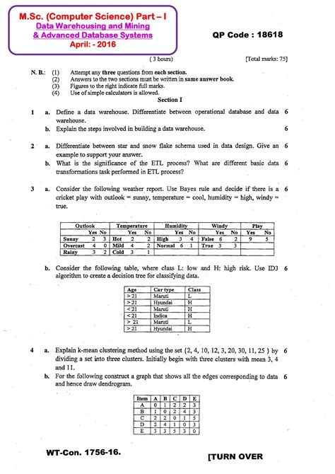university of mumbai m sc computer science part i data warehousing and mining and advanced