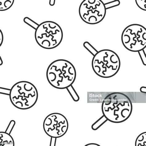 플랫 스타일의 기어 아이콘루페 흰색 격리 된 배경에 유리 벡터 그림을 돋보이게합니다 Seo Exploration 원활한 패턴