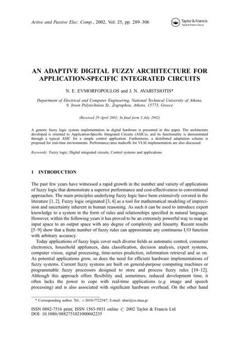 Pdf An Adaptive Digital Fuzzy Architecture For Journalsapec2002