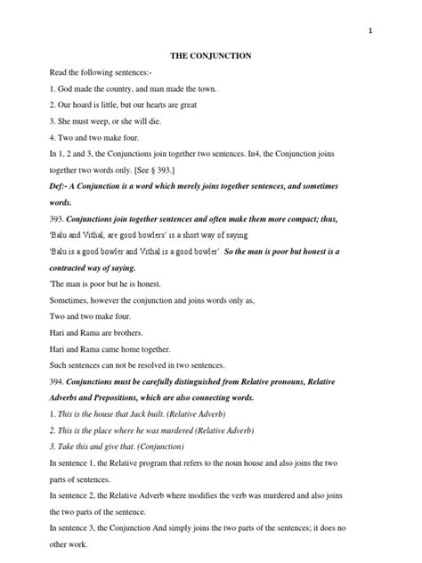 The Conjunction Pdf Adverb Syntactic Relationships