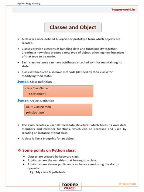 Class And Object In Python Pdf Class Computer Programming Method Computer Programming