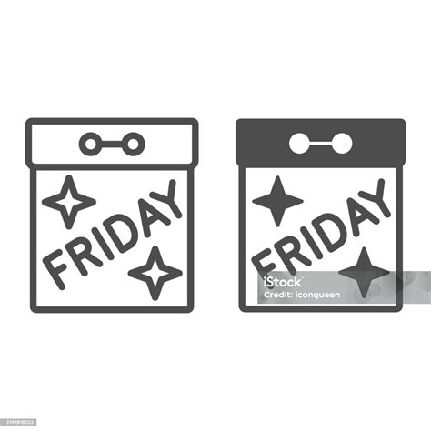 달력 지난 금요일 날짜 라인과 단색 아이콘 블랙 프라이데이 세일 컨셉 벡터 그래픽 흰색 배경에 약속 표시 모바일 또는 웹 디자인용 윤곽선 스타일 아이콘 가격에 대한 스톡